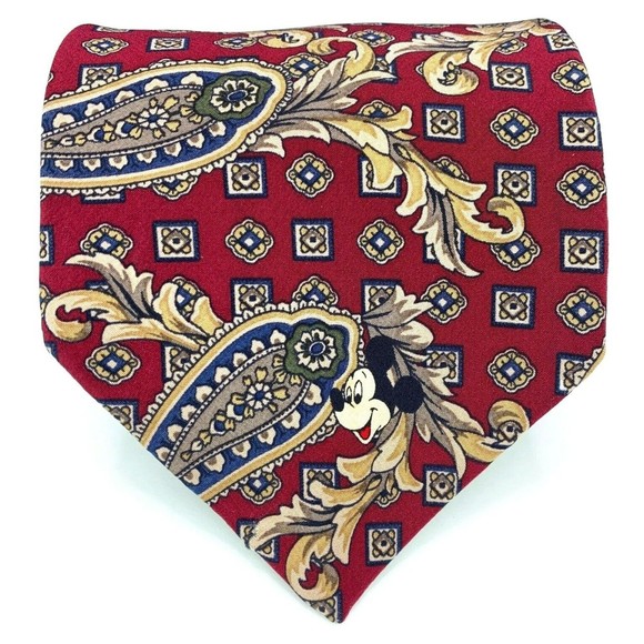 Disney | Accessories | Mickey Inc Dark Red Geometric Paisley Mickey ...